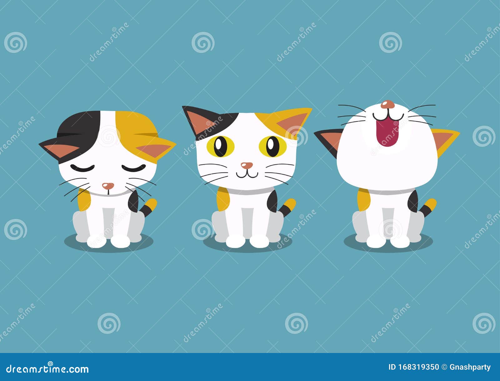 Set of Vector Cartoon Character Cat Poses Stock Vector - Illustration ...