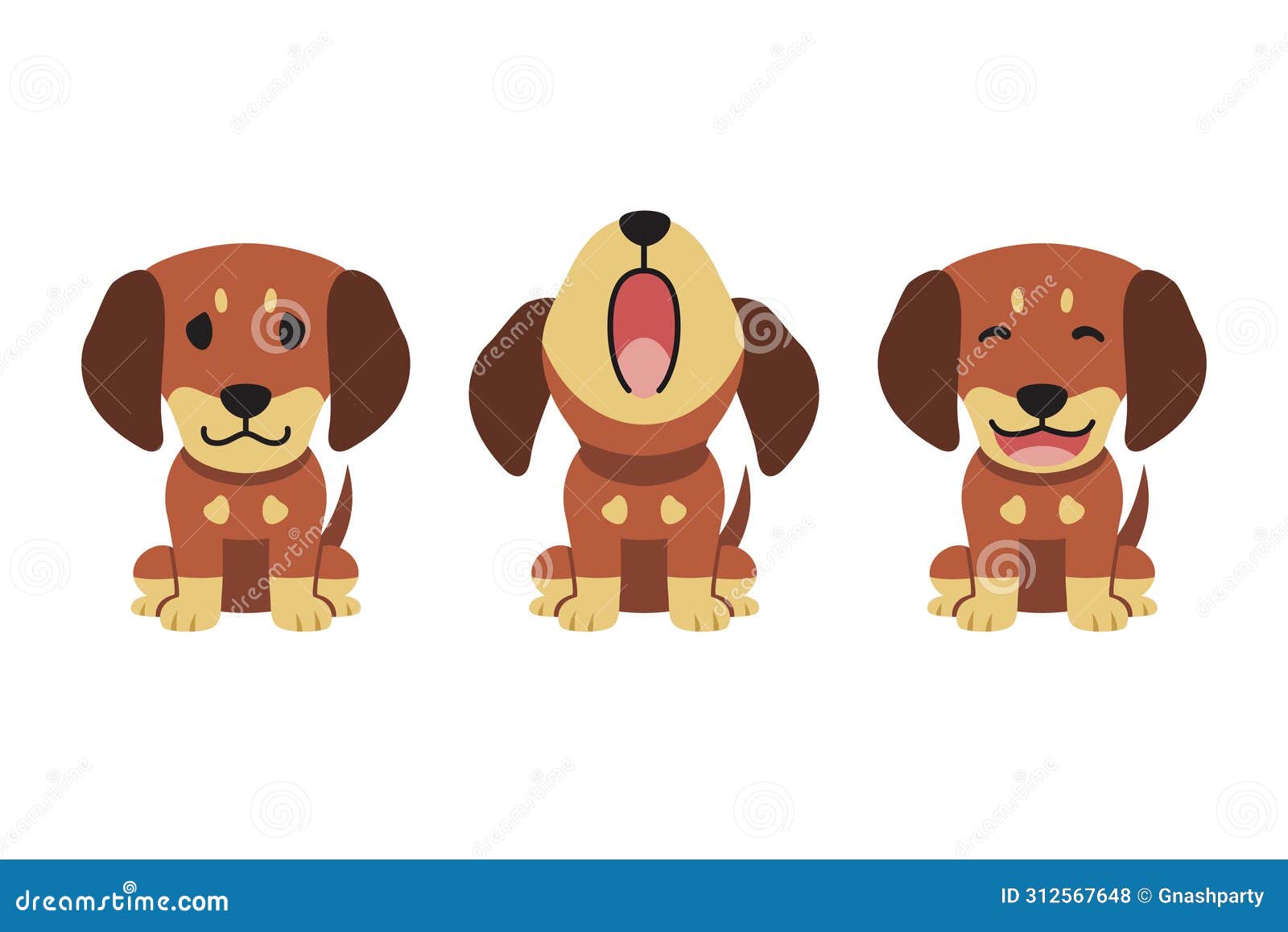 Set of Vector Cartoon Character Cute Dachshund Dog Stock Vector ...