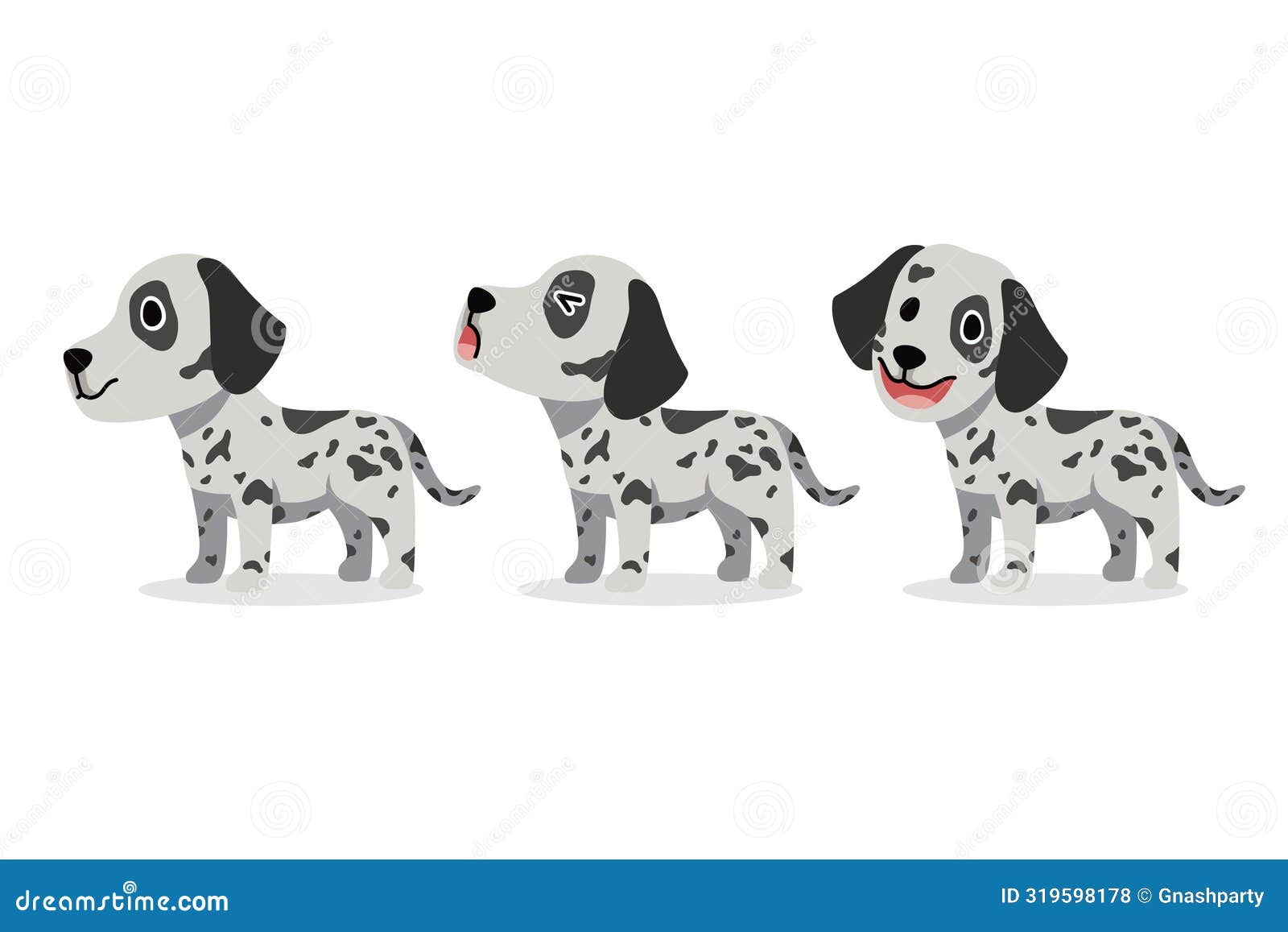 Set of Vector Cartoon Character Cute Dalmatian Dog Stock Vector ...