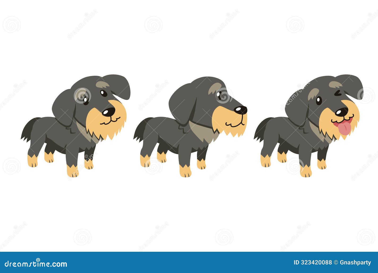 Set of Vector Cartoon Character Cute Dog Stock Vector - Illustration of ...