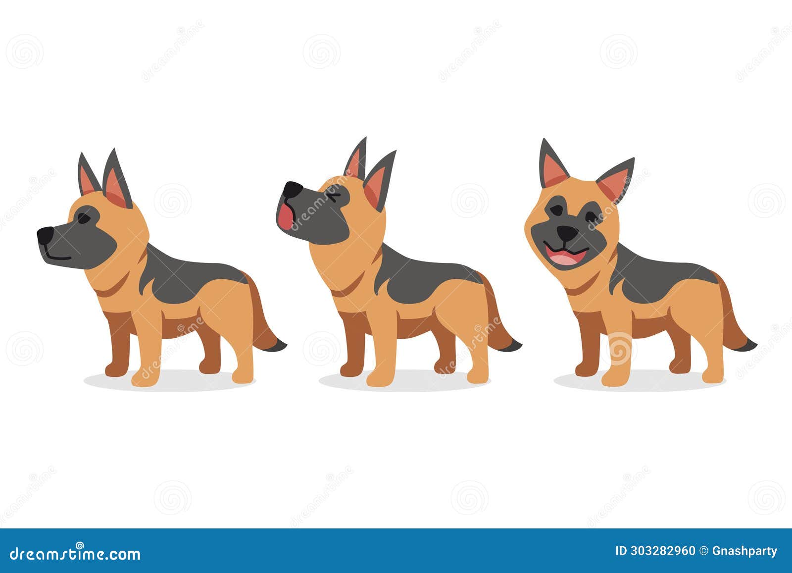 Set of Vector Cartoon Character German Shepherd Dog Stock Vector ...