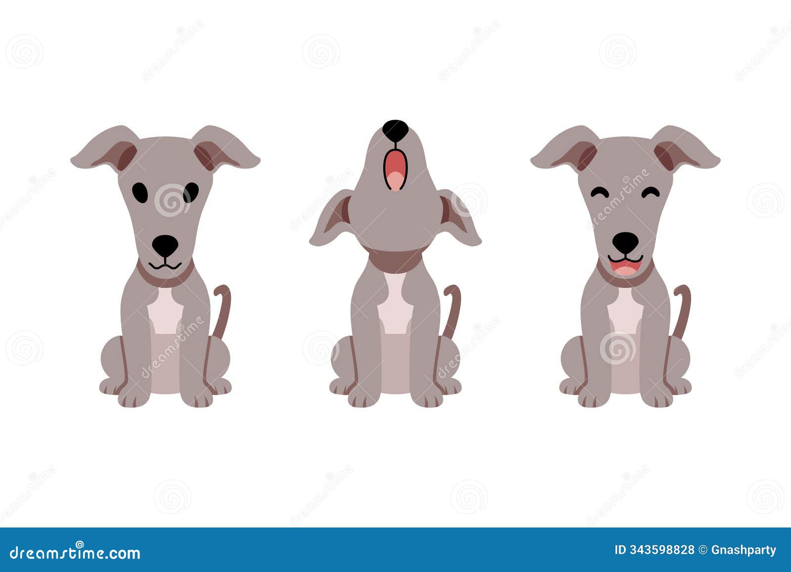 Set of Vector Cartoon Character Greyhound Dog Stock Illustration ...