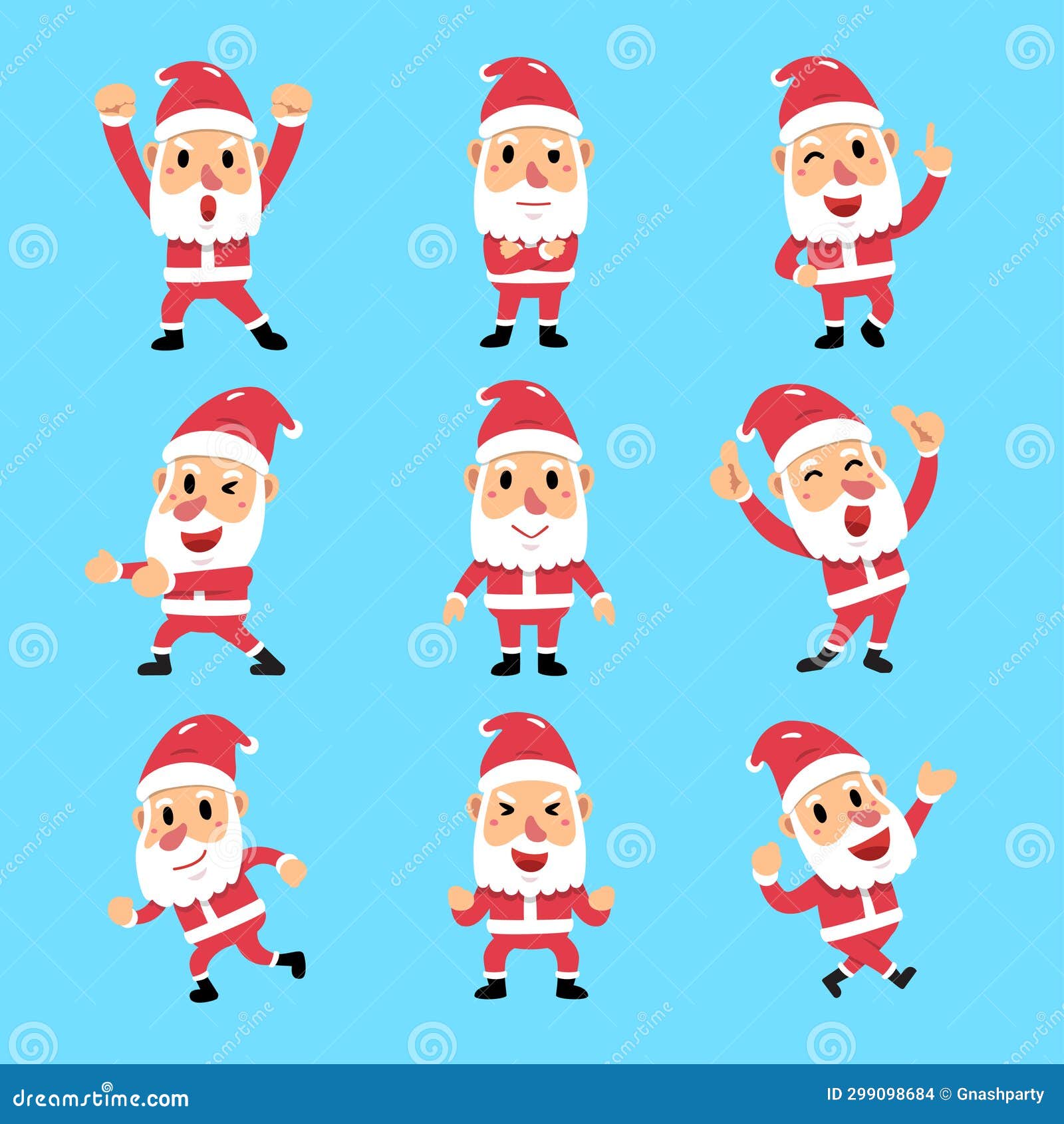 Set of Vector Cartoon Character Santa Claus Stock Vector - Illustration ...