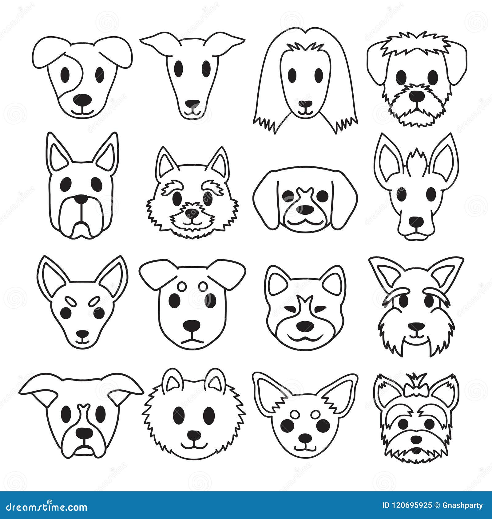 Cartoon Dog Face Outline