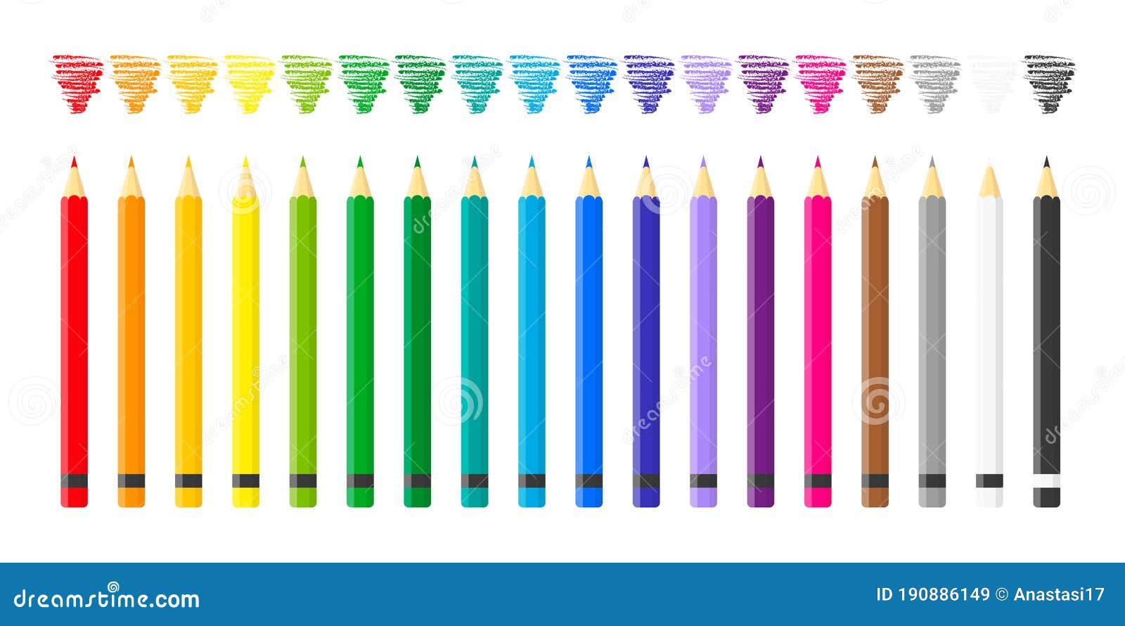 Set of Vector Cartoon Illustrations with Colored Pencils on White ...