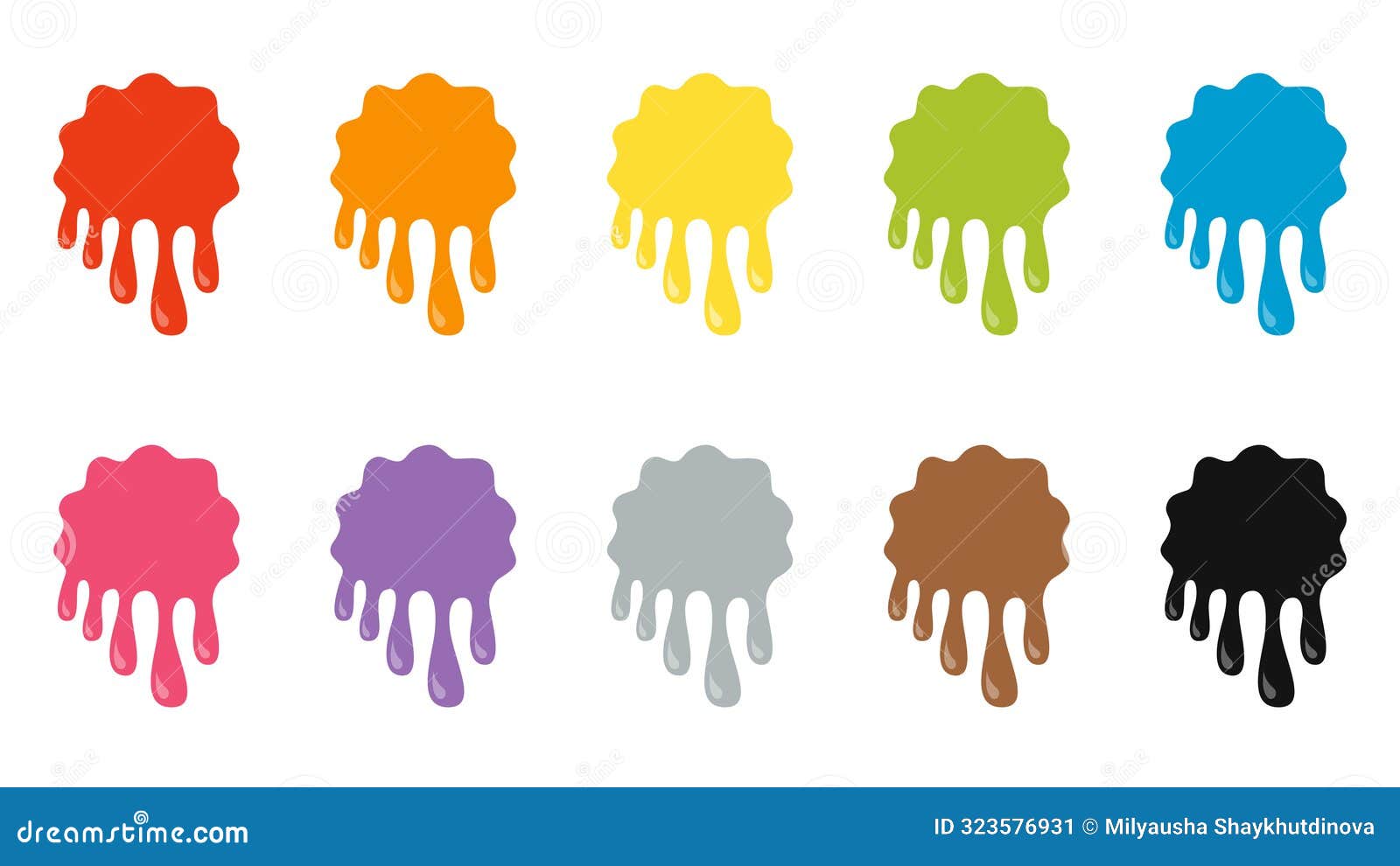 Vector Illustration of Cartoon Paint Blobs. Paint Splashes of Different ...