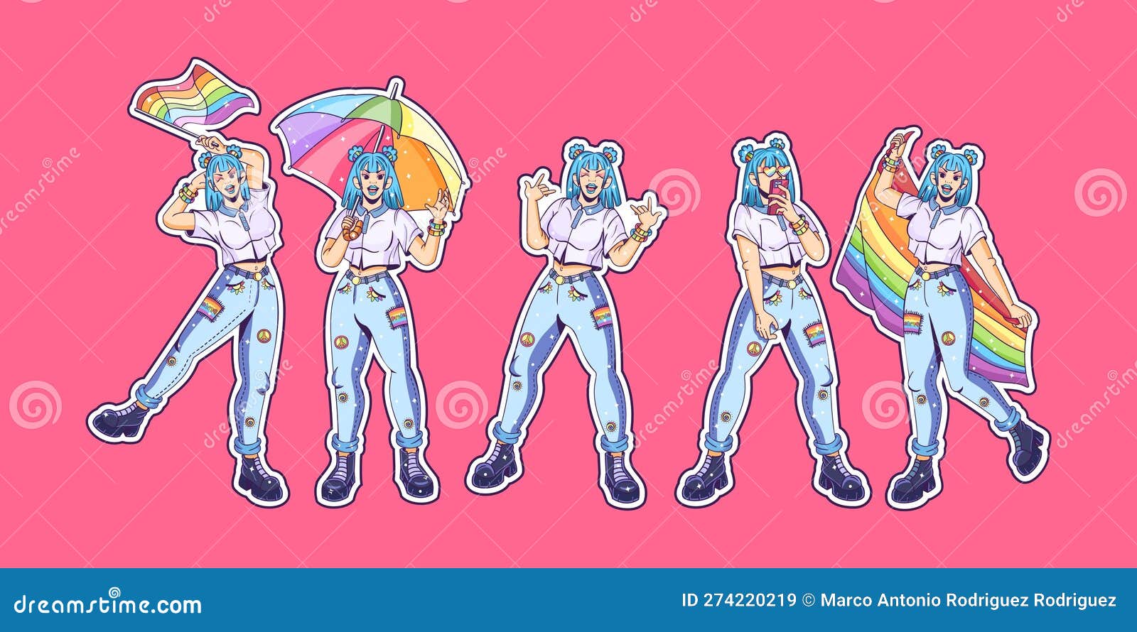 Set Vector Cartoon Pride Character Isolated Illustration Stock Vector ...