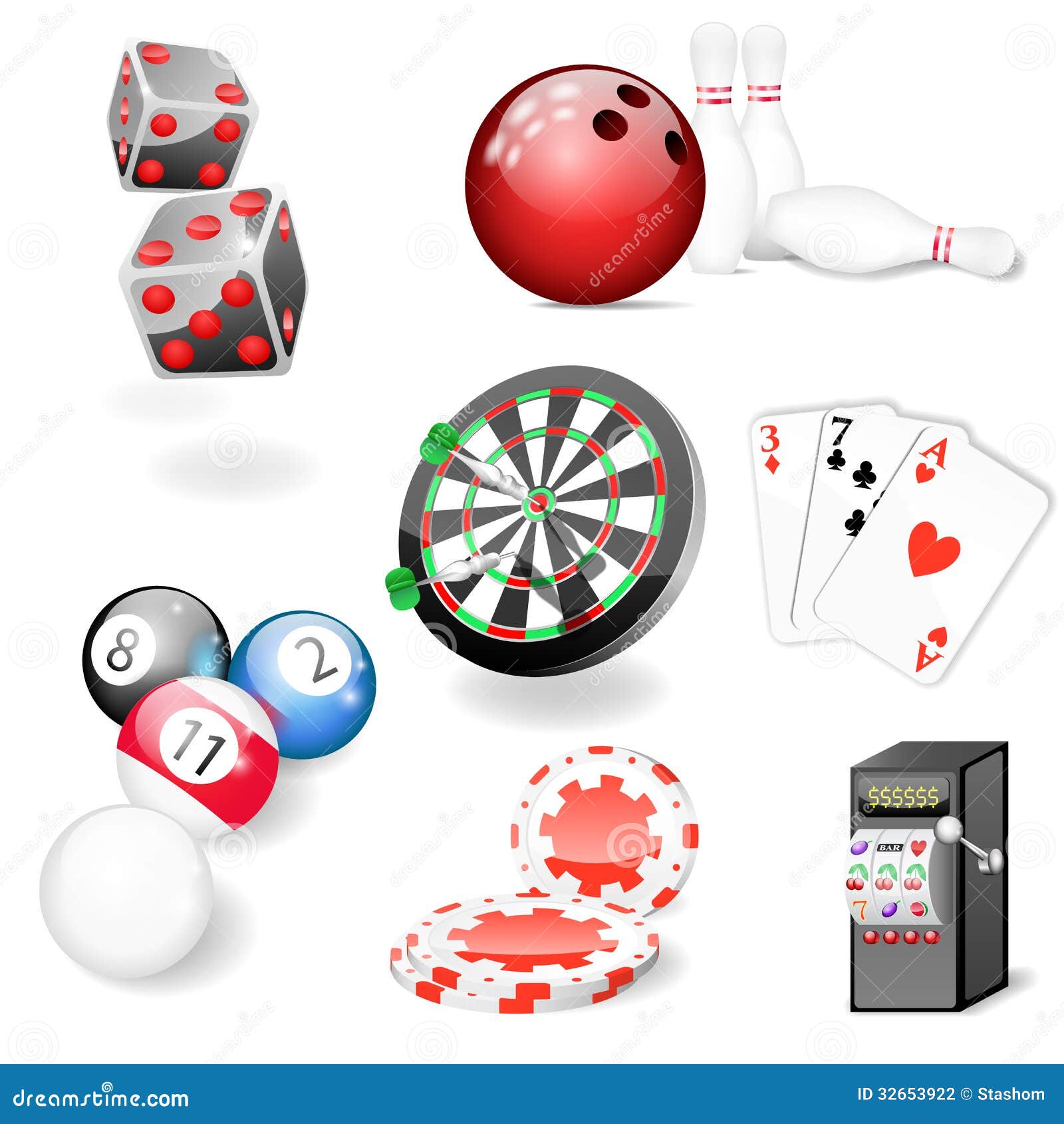 Set of Vector Casino and Game Elements Stock Vector - Illustration of ...