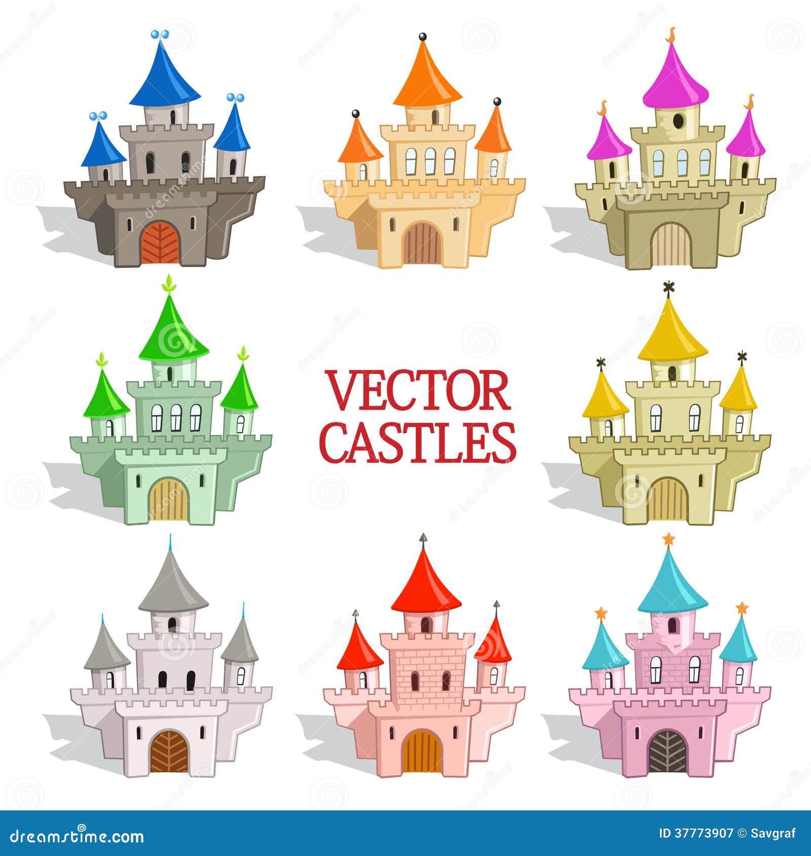 Set of vector castles stock vector. Illustration of landmark - 37773907