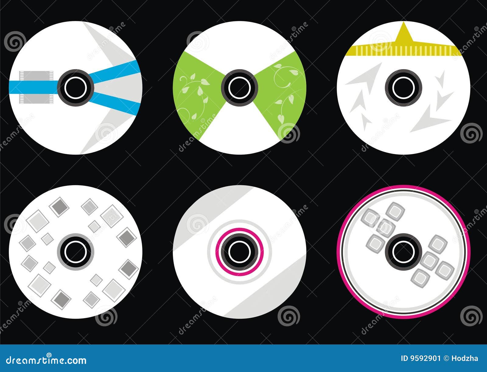 Set vector cd stock vector. Illustration of record, isolated - 9592901