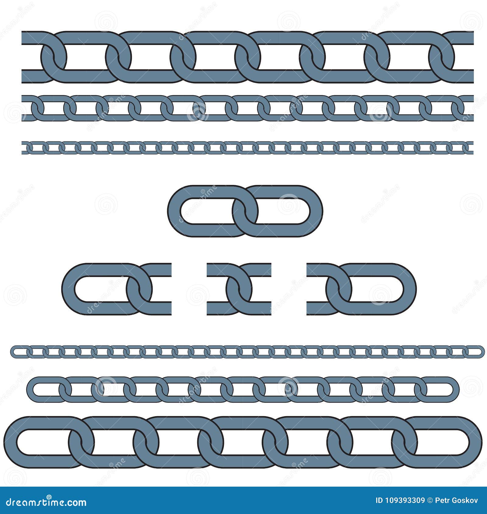 Set of vector chains stock vector. Illustration of chain - 109393309