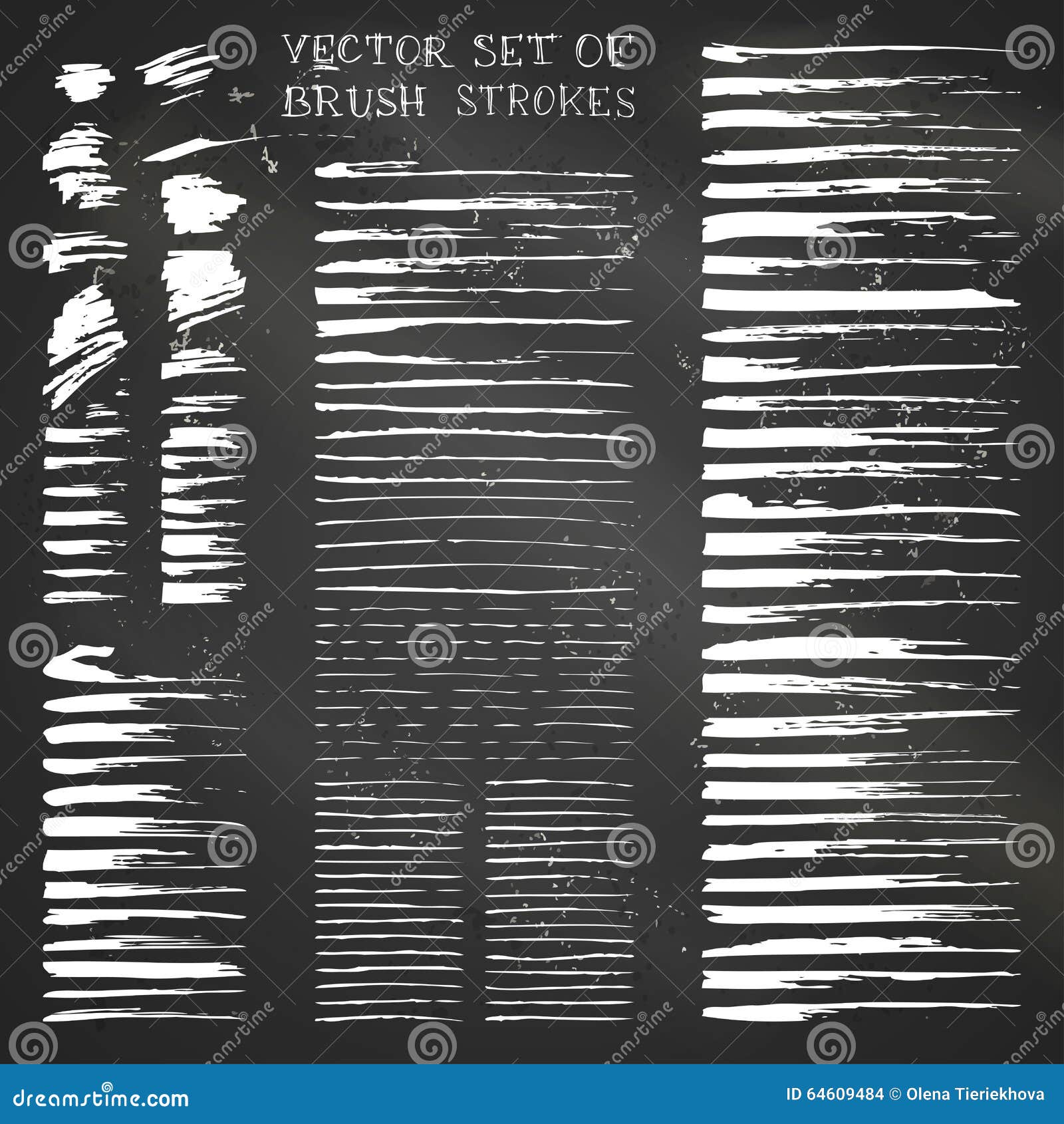 Set of Vector Chalk Brush Strokes. Stock Vector - Illustration of dirty ...
