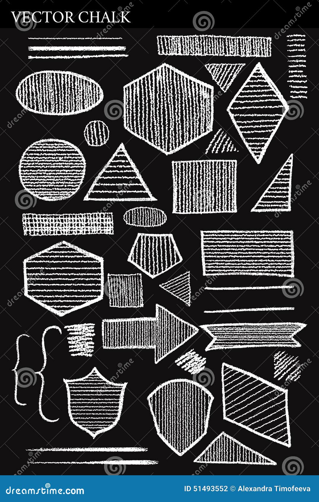 Set of Vector Chalk Shapes Grunge Design Elements Stock Vector ...