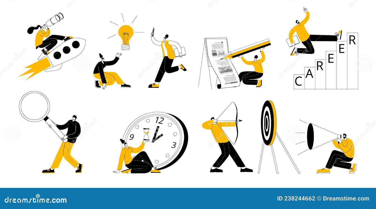 A Set of Vector Characters in the Theme of Various Areas of Work in the ...
