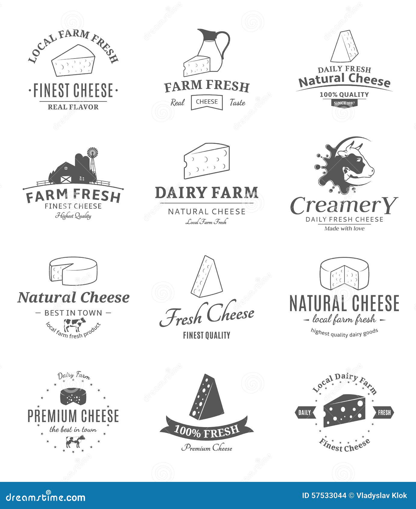 Set of Vector Cheese Labels and Design Elements Stock Vector ...