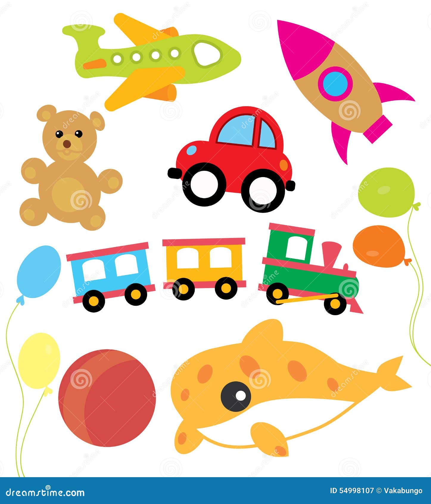Set of Vector Child and Kids Toys Stock Vector - Illustration of doll ...