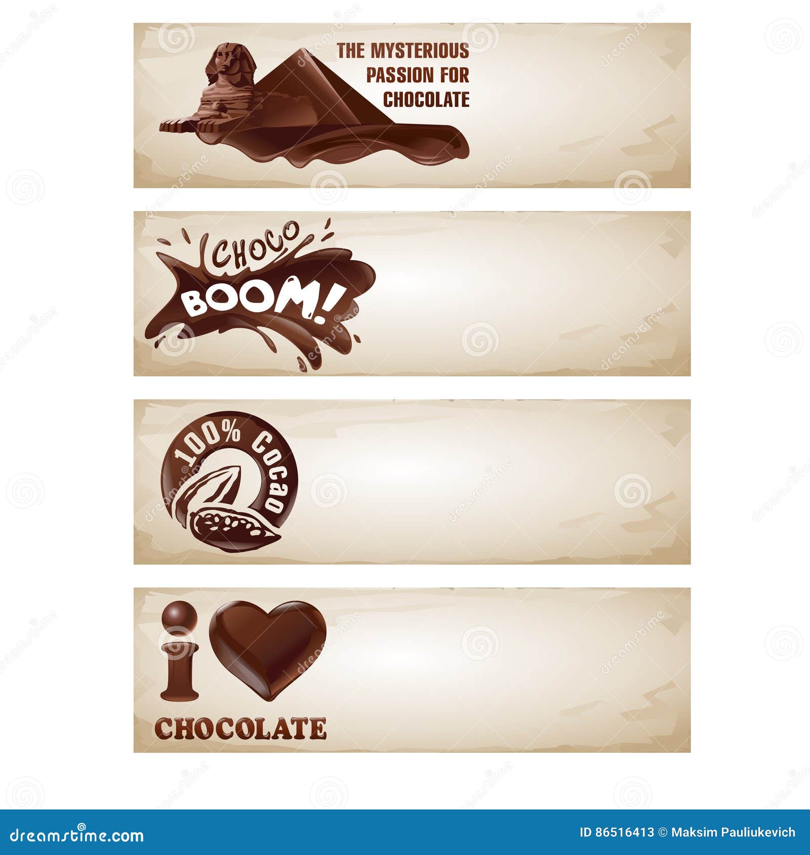 Set of Vector Chocolate Banners. Stock Vector - Illustration of food ...