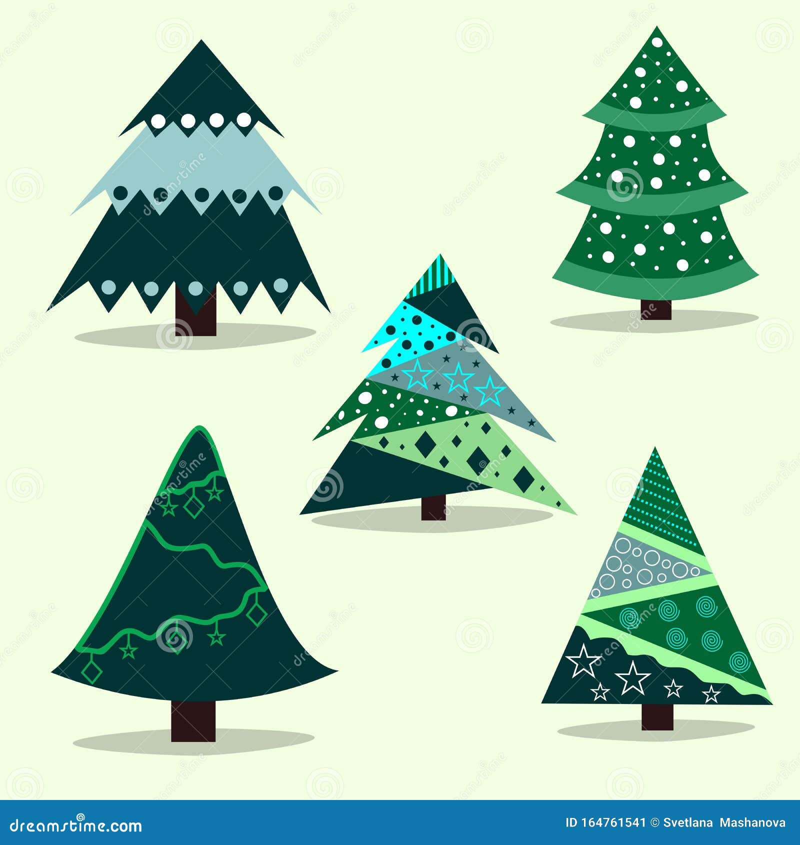 Set of Vector Christmas Trees, for Decorating Cards, Banners, Green ...