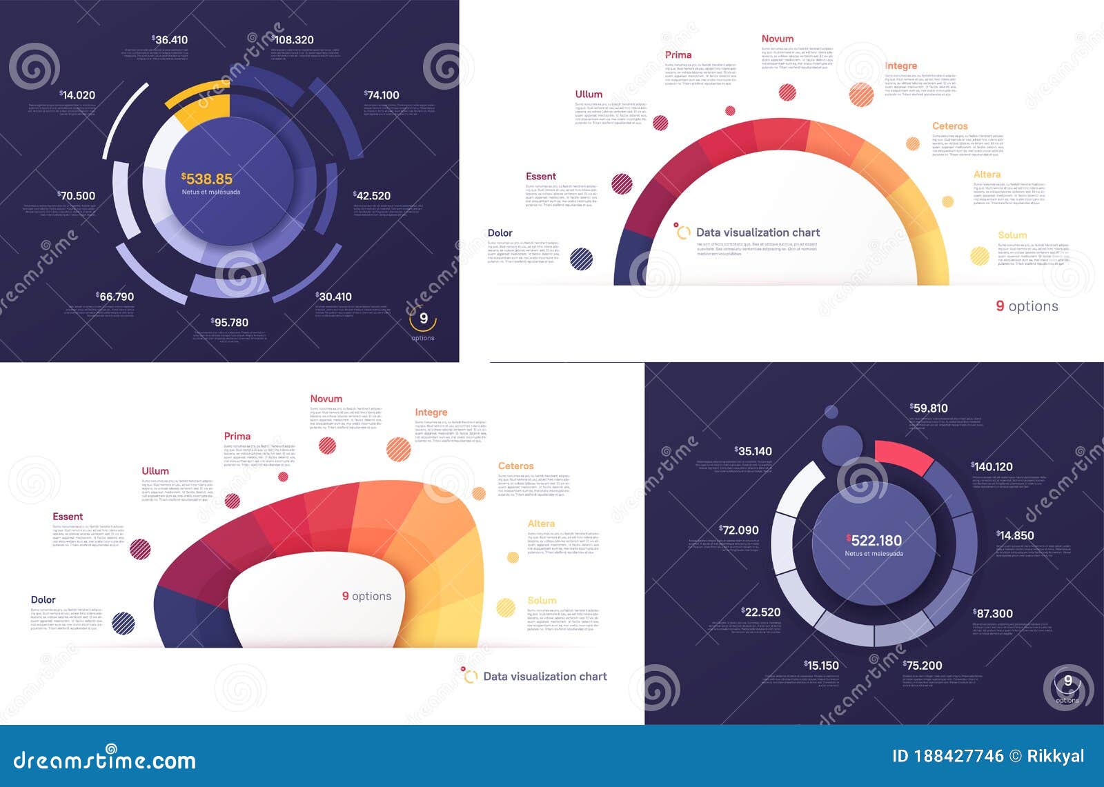 Set of Vector Circle Chart Designs, Modern Templates for Creating ...