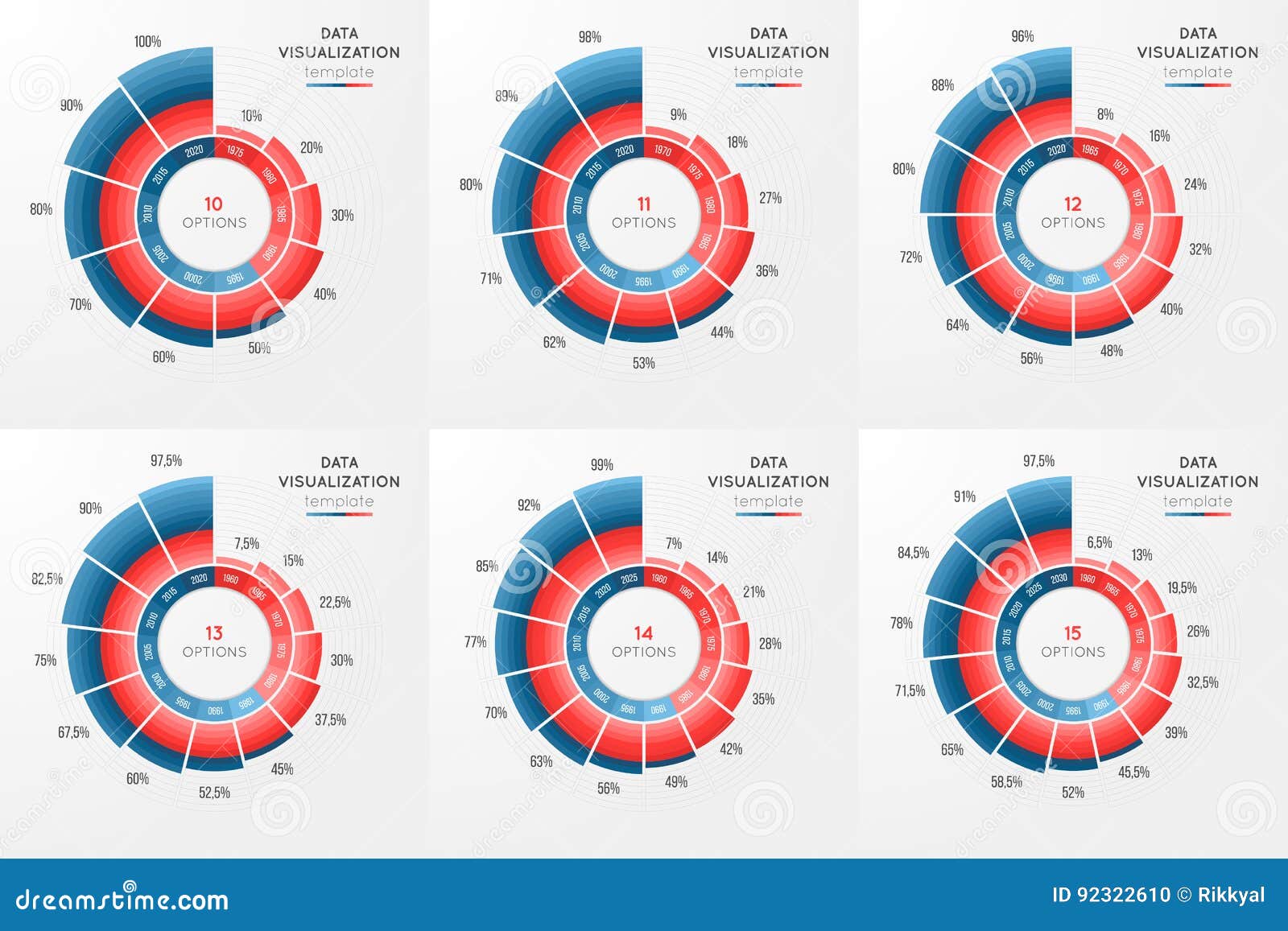 Set of Vector Circle Chart Infographic Template for Data Visualization ...