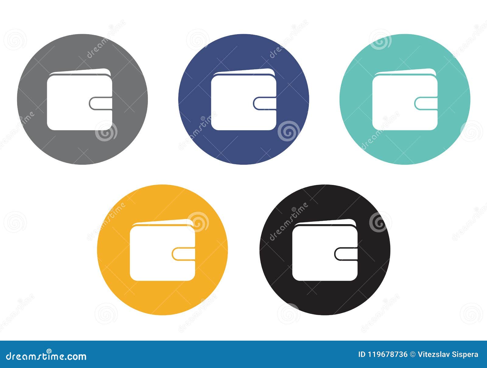 Set of Vector Circular Wallet Icons in Different Colors - Usable Stock ...