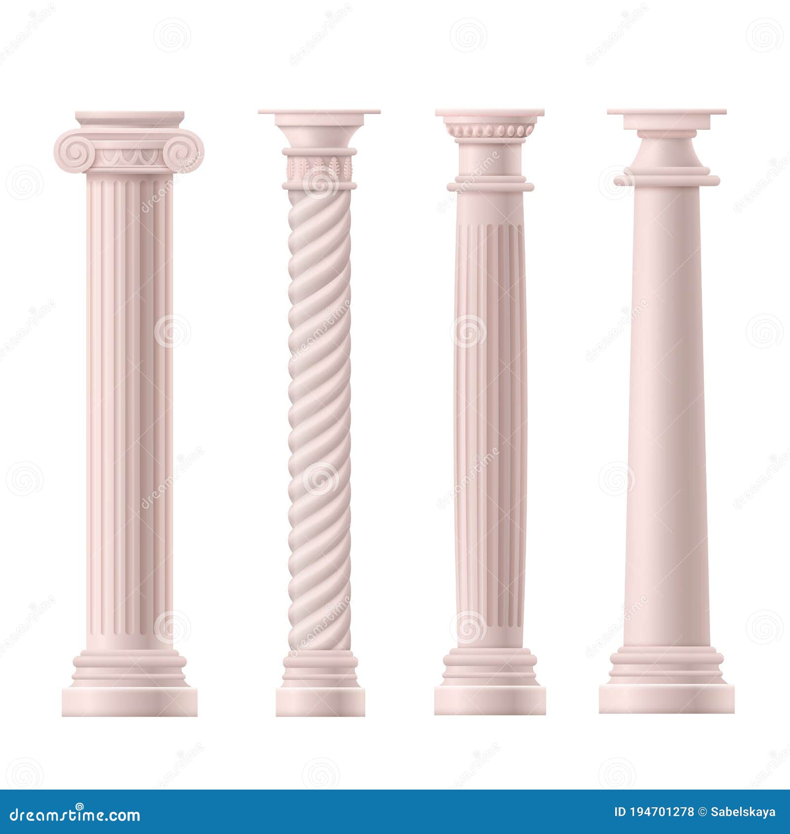 Set of Vector Classic Realistic White Columns. Stock Vector ...