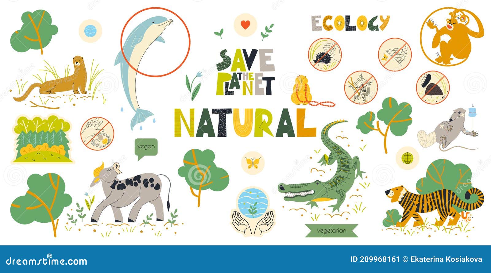 A Set of Vector Clipart on the Theme of an Animal Protection Stock ...