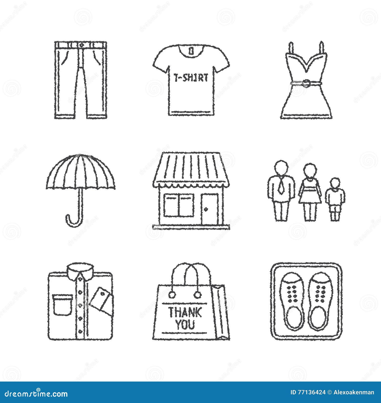 Set of Vector Clothes Icons in Sketch Style Stock Vector - Illustration ...