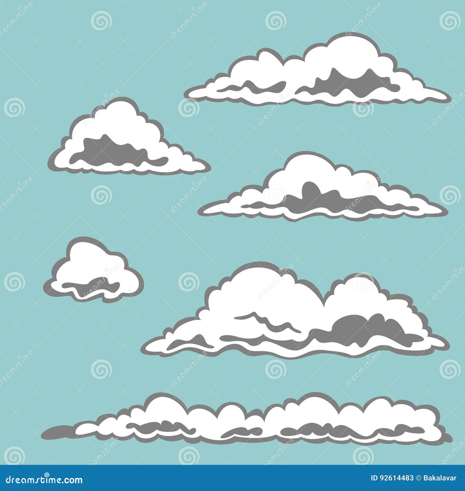 Set of Vector Cloud Elements Stock Illustration - Illustration of cloud ...