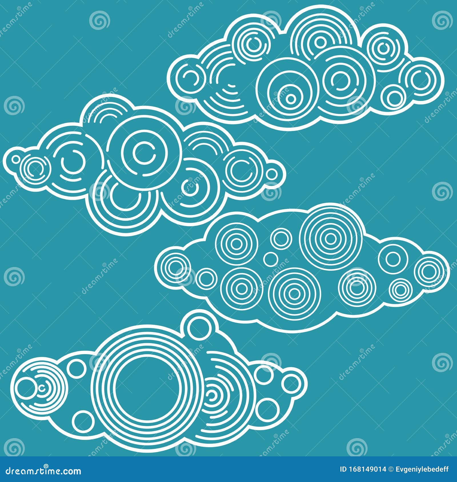 Set of Vector Clouds. White Fractal Clouds on a Blue Background. only ...