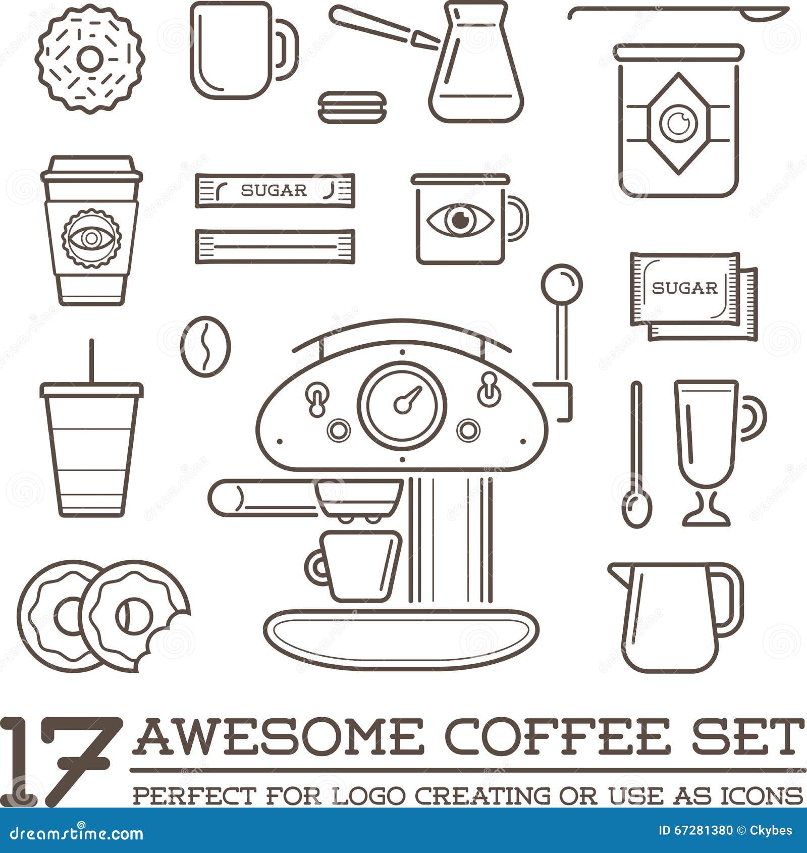 Set of Vector Coffee Elements Stock Vector - Illustration of icon ...