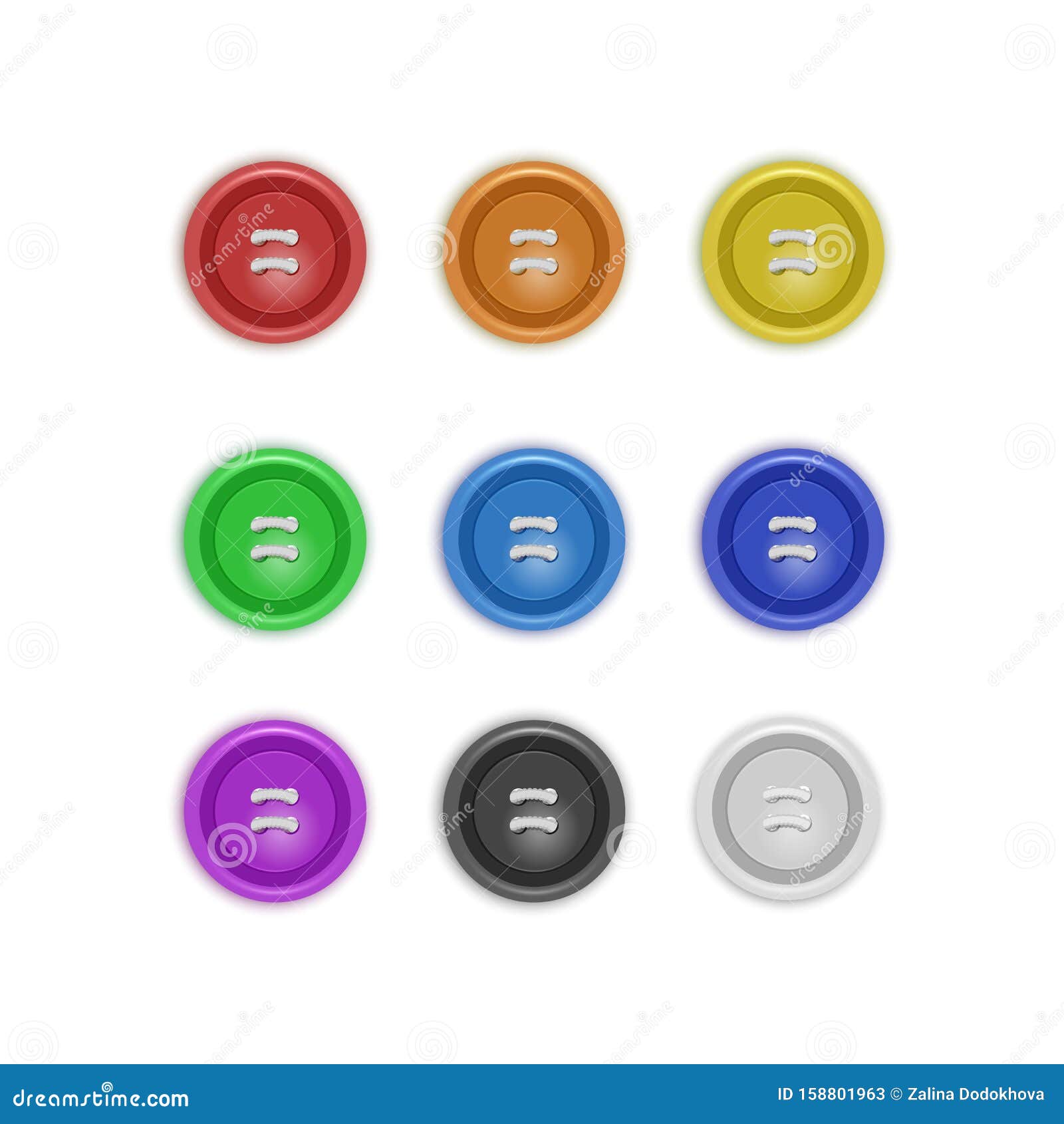 Set of Vector Collection of Buttons for Clothes, Realistic Buttons in ...