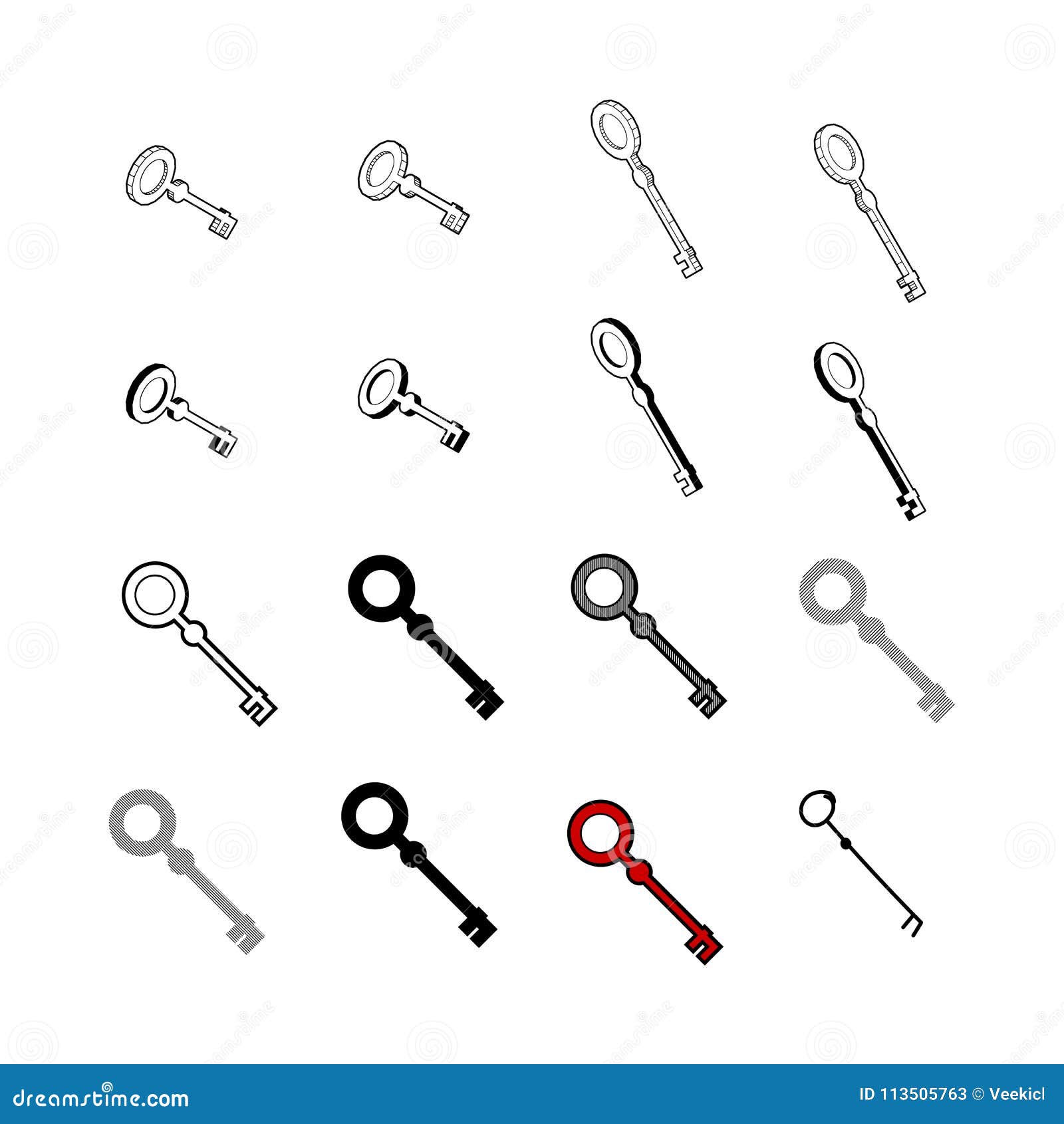 Set of Vector Collection Modern Vector. Key Icon Multi Type of 3 Stock ...