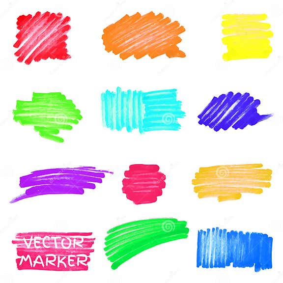 Set of Vector Colored Marker Spots Stock Vector - Illustration of ...