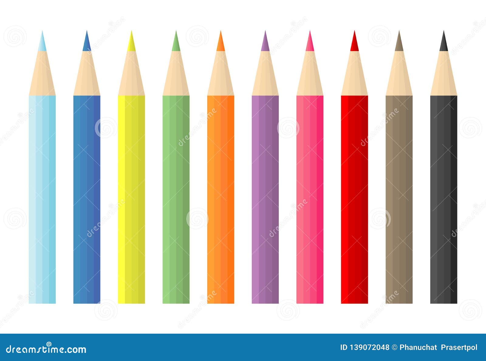Set of Vector Colored Pencils on White Background, Colorful Pencils ...