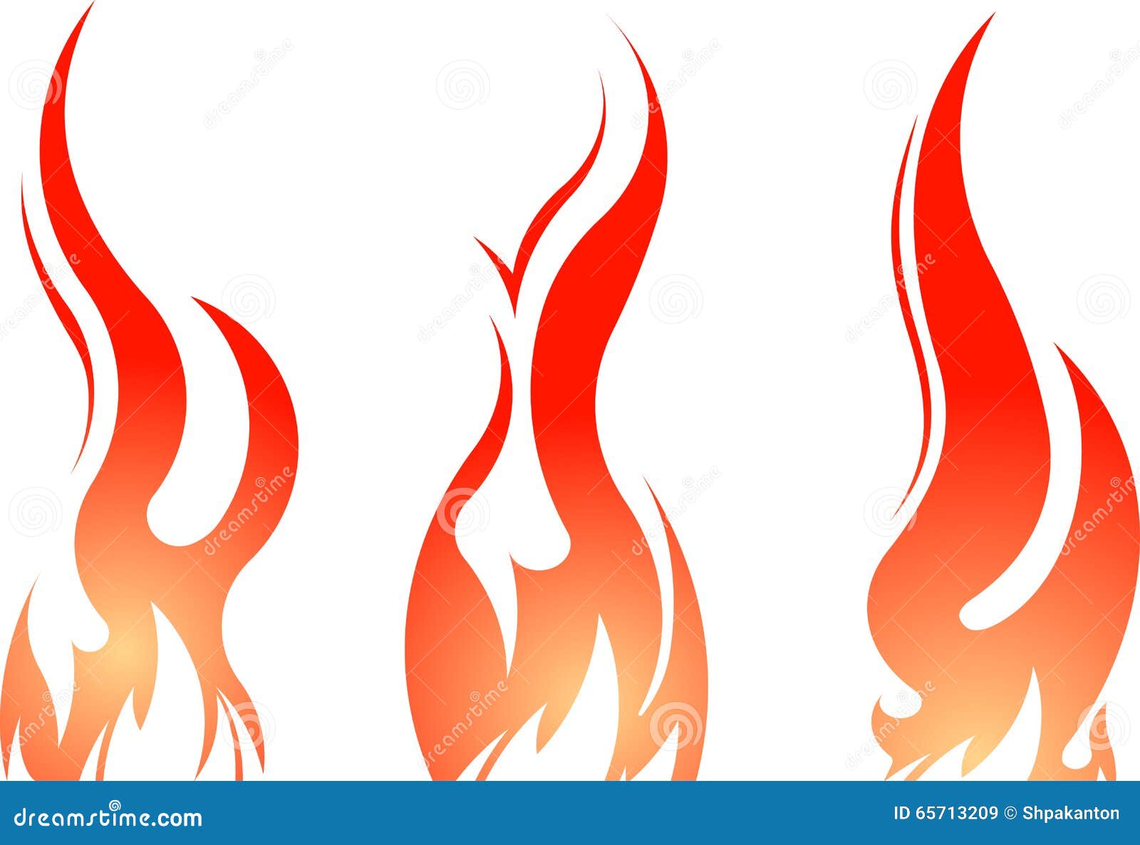 Set of 3 Vector Colorful Fires Isolated on a White. Stock Vector ...