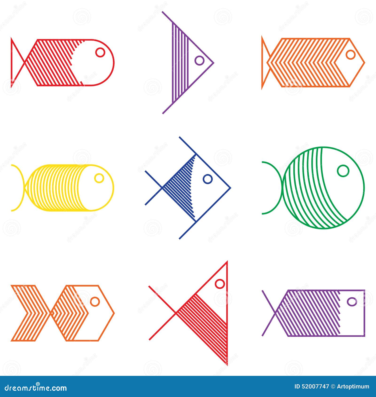 Set of Vector Colorful Fish Icons Stock Vector - Illustration of ...