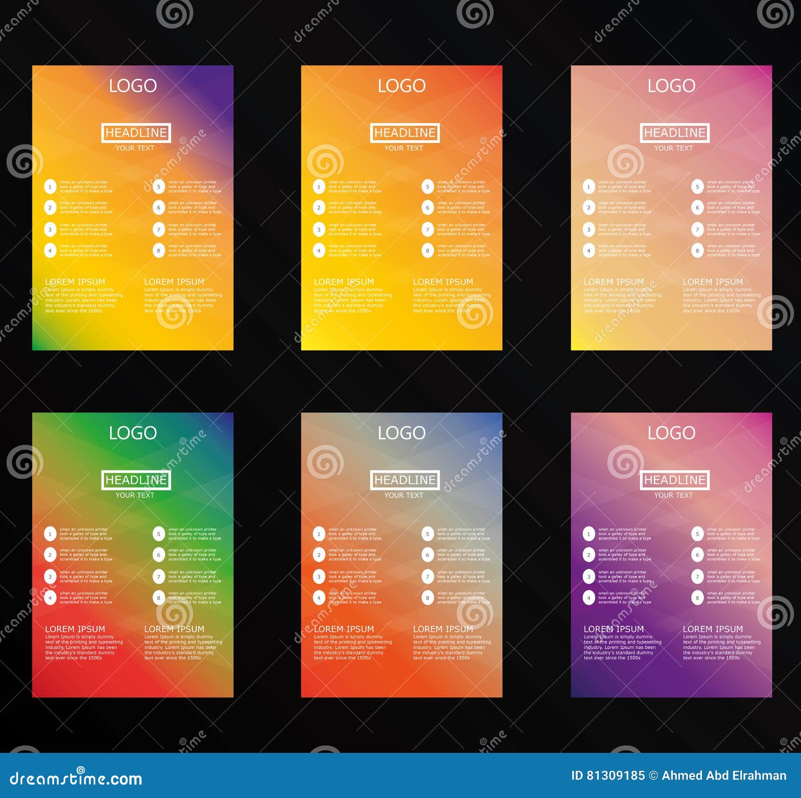 Set of Vector Colorful Flyer Design Stock Vector - Illustration of ...