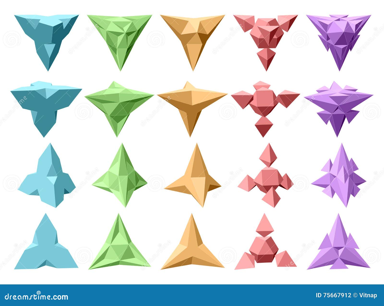 Set Of Vector Complex Geometric Shapes Based On Tetrahedron. Five Types ... Set Of Vector Complex Geometric Shapes Based On Tetrahedron. Five Types ...