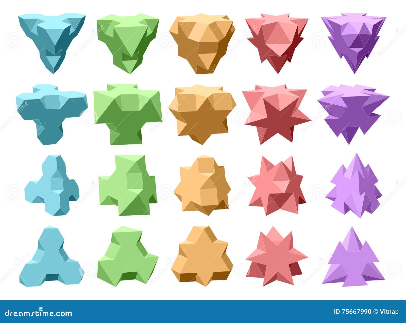 Set of Vector Complex Geometric Shapes Based on Tetrahedron Stock ...
