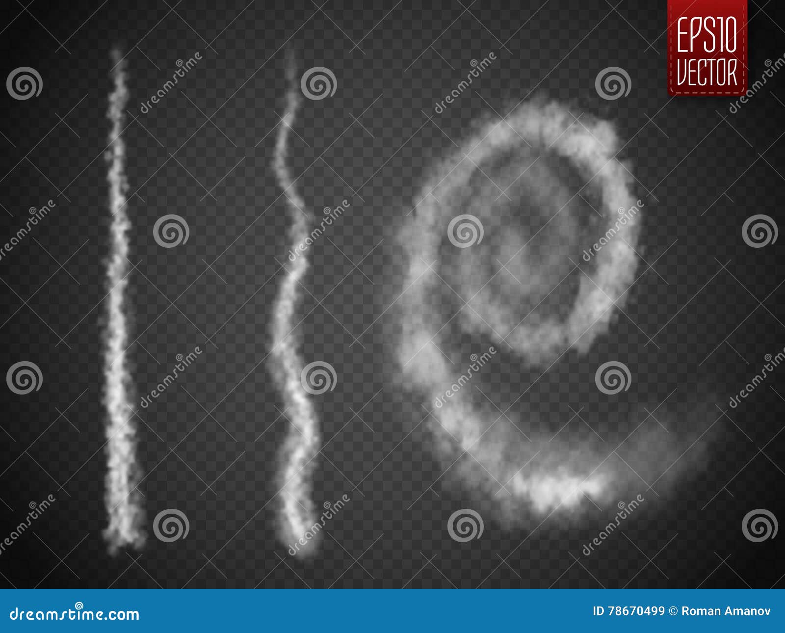 Set of Vector Condensation Trails. Smoke Stock Vector - Illustration of ...