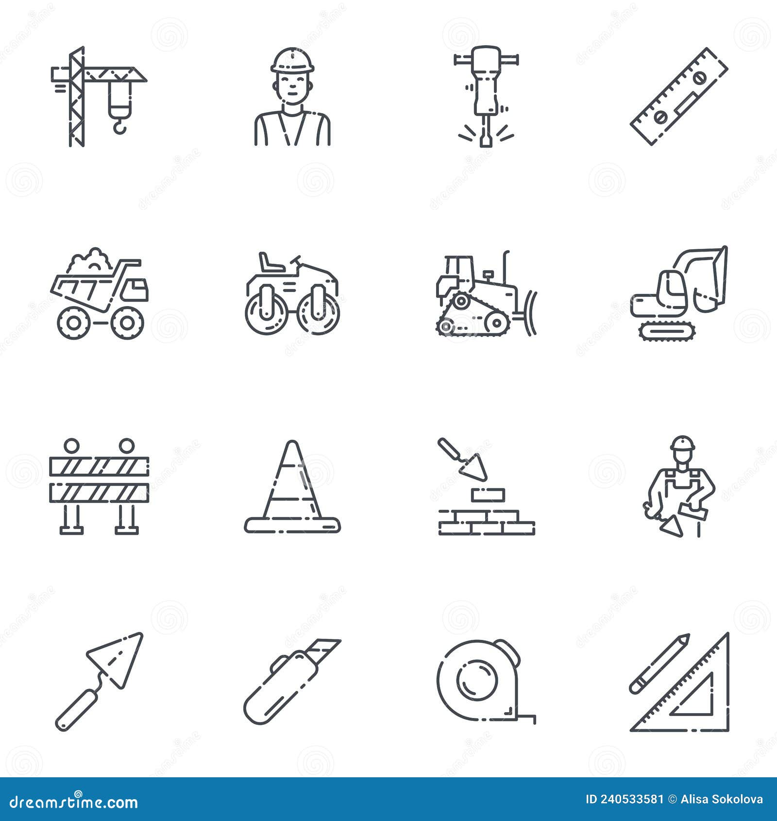 Set of Vector Construction Line Icons Isolated Stock Vector ...