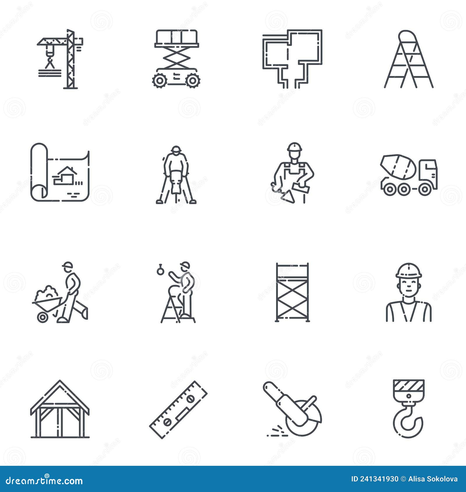 Set of Vector Construction Line Icons Isolated Stock Vector ...