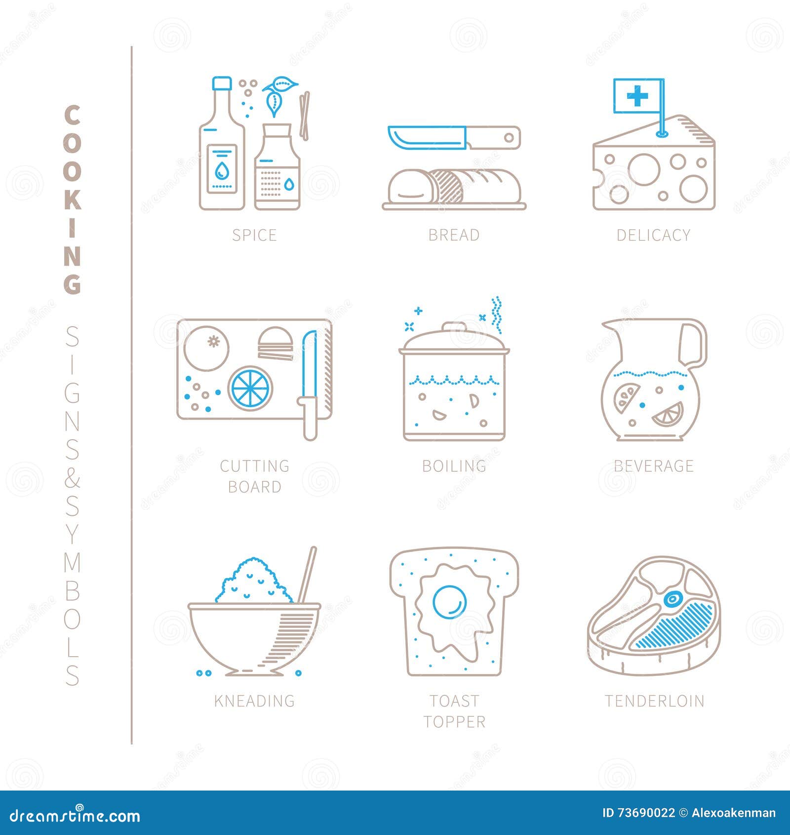 Set of Vector Cooking Icons and Concepts in Mono Thin Line Style Stock ...