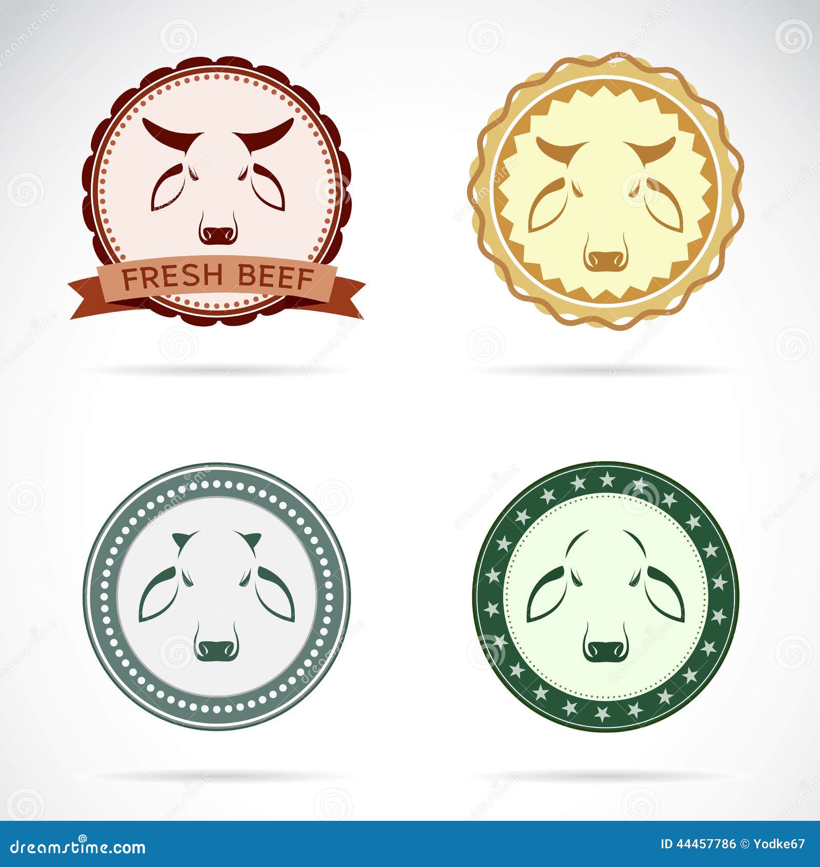 Set of vector cow label stock vector. Illustration of face - 44457786