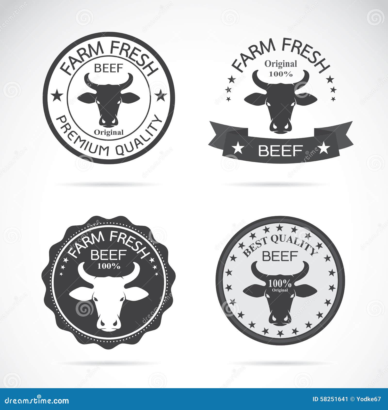 Set of vector an cow label stock vector. Illustration of natural - 58251641