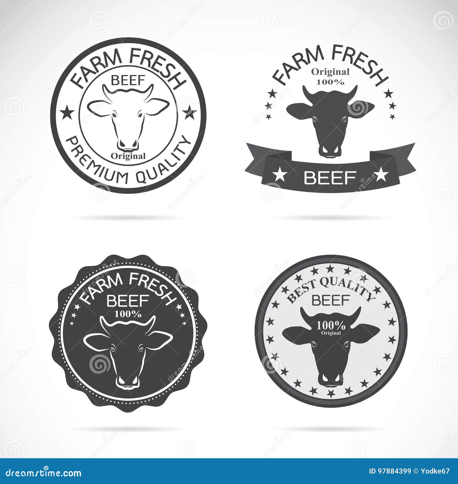 Set of Vector Cow Labels on White Background. Farm. Stock Vector ...