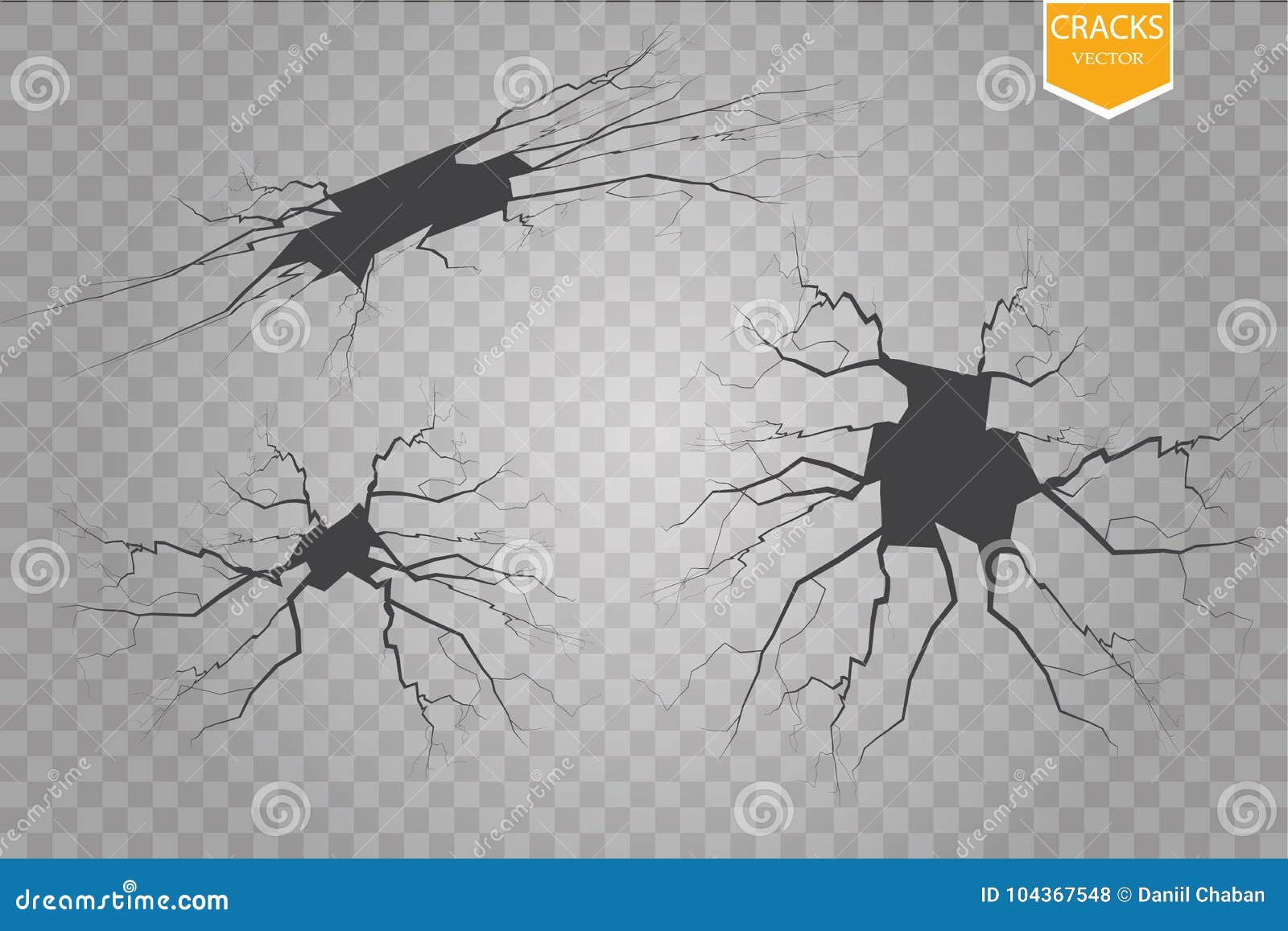 Set of Vector Cracks Isolated on Transparent Background. Stock Vector ...