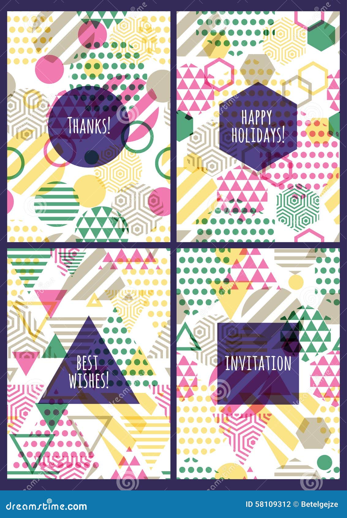 Set of Vector Creative Cards with Seamless Geometric Pattern. Stock ...