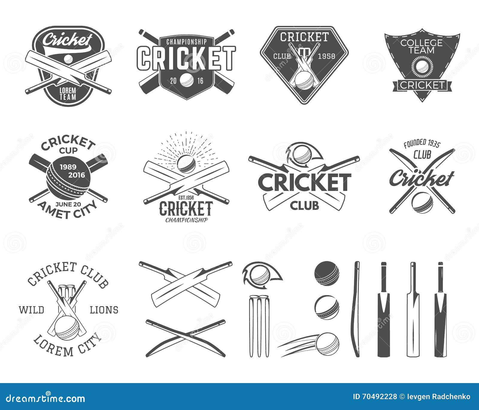 Set of Vector Cricket Sports Logo Designs. Cricket Icons Vector Set ...